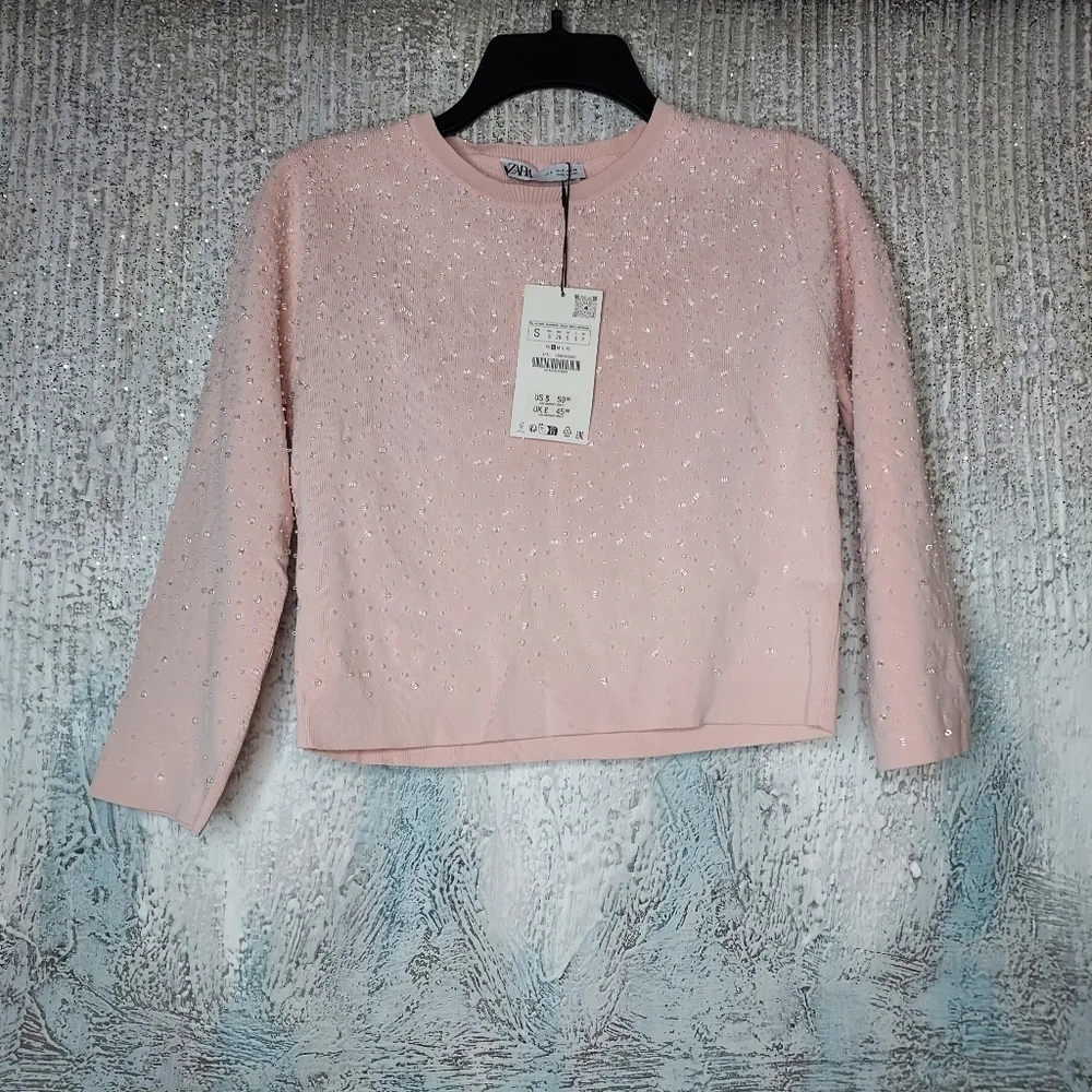 Zara | Tops | Zara Beaded Knit Cropped Top | Poshmark
